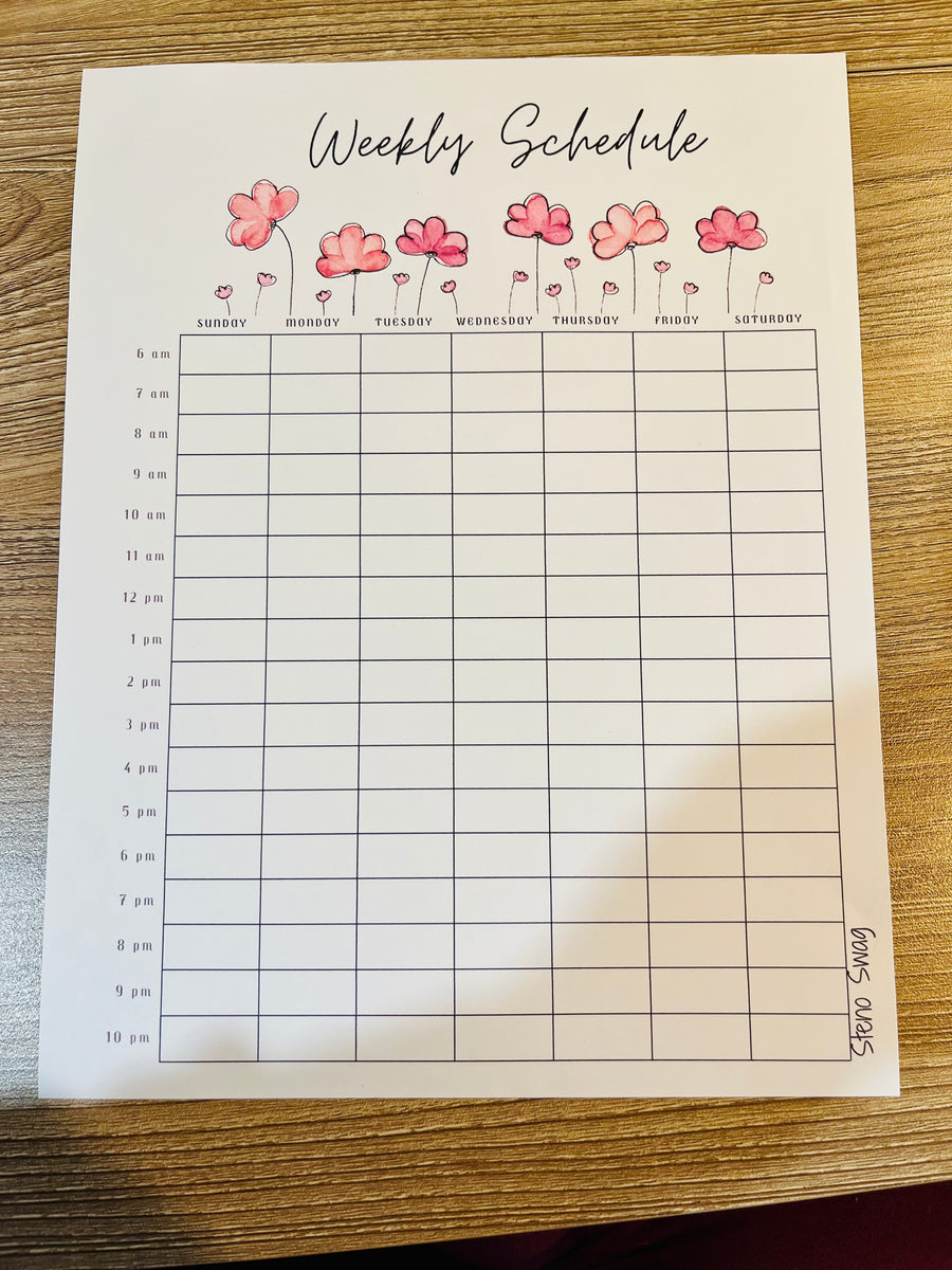 Weekly Schedule 6am - 10pm Planner Page – Steno Swag
